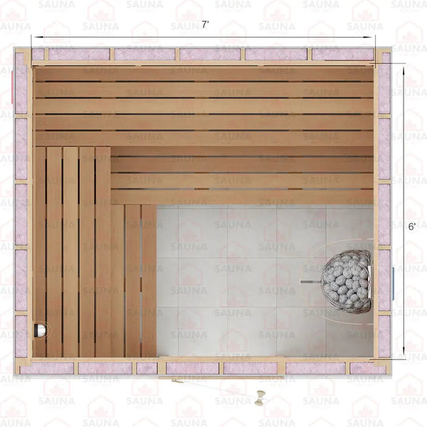 6x7x7 Western Red Cedar DIY Sauna Kit - SaunaForSale