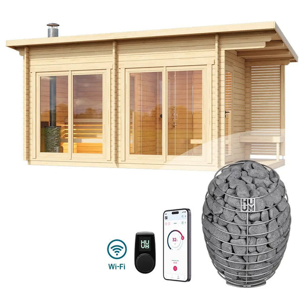 Halden Outdoor Sauna Kits | Square Log Spruce Saunas with HUUM Heaters ...